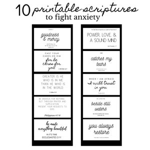 Printable Scriptures for Anxiety 2x3.5 Bible Verses for Fear & Anxiety ...