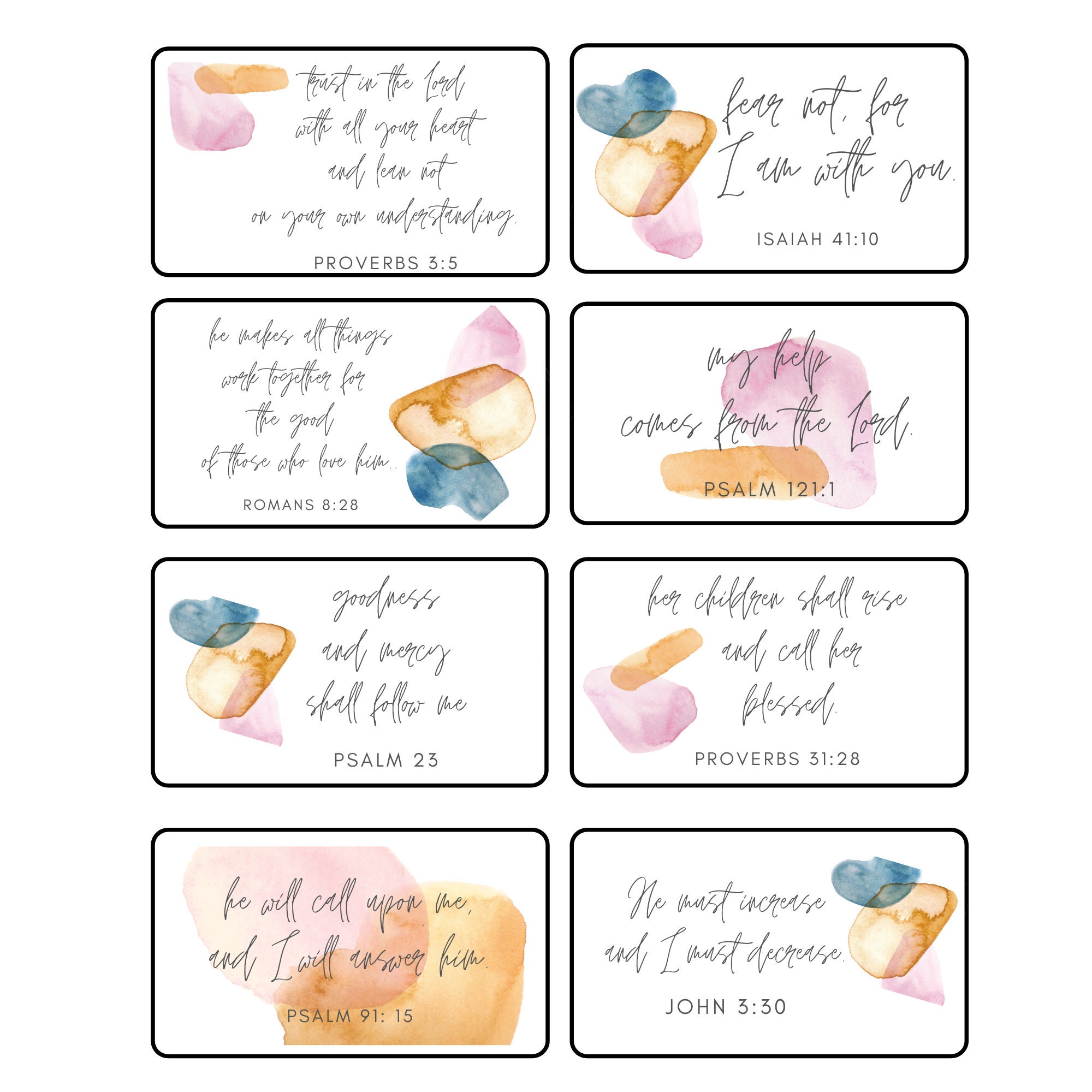 Watercolor Scripture Cards - Etsy
