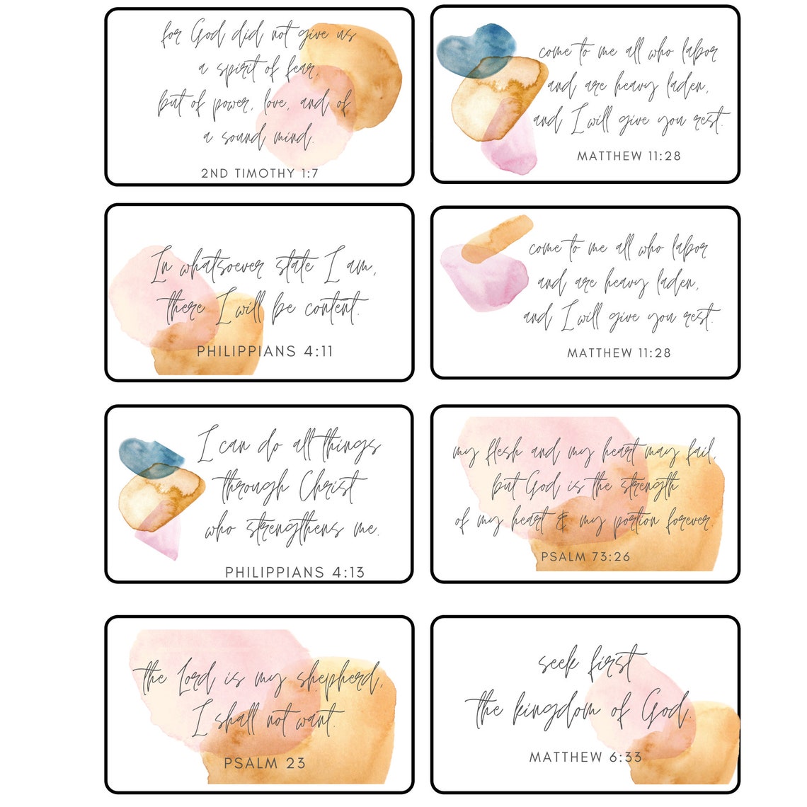 Watercolor Scripture Cards - Etsy