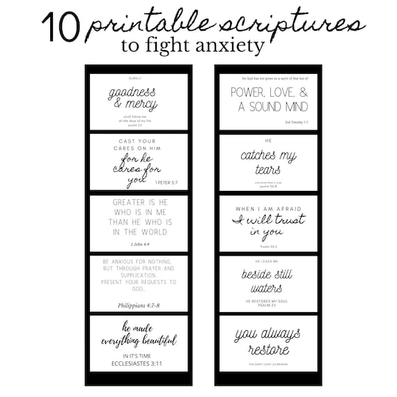 Printable Scriptures for Anxiety 2x3.5 Bible Verses for Fear & - Etsy