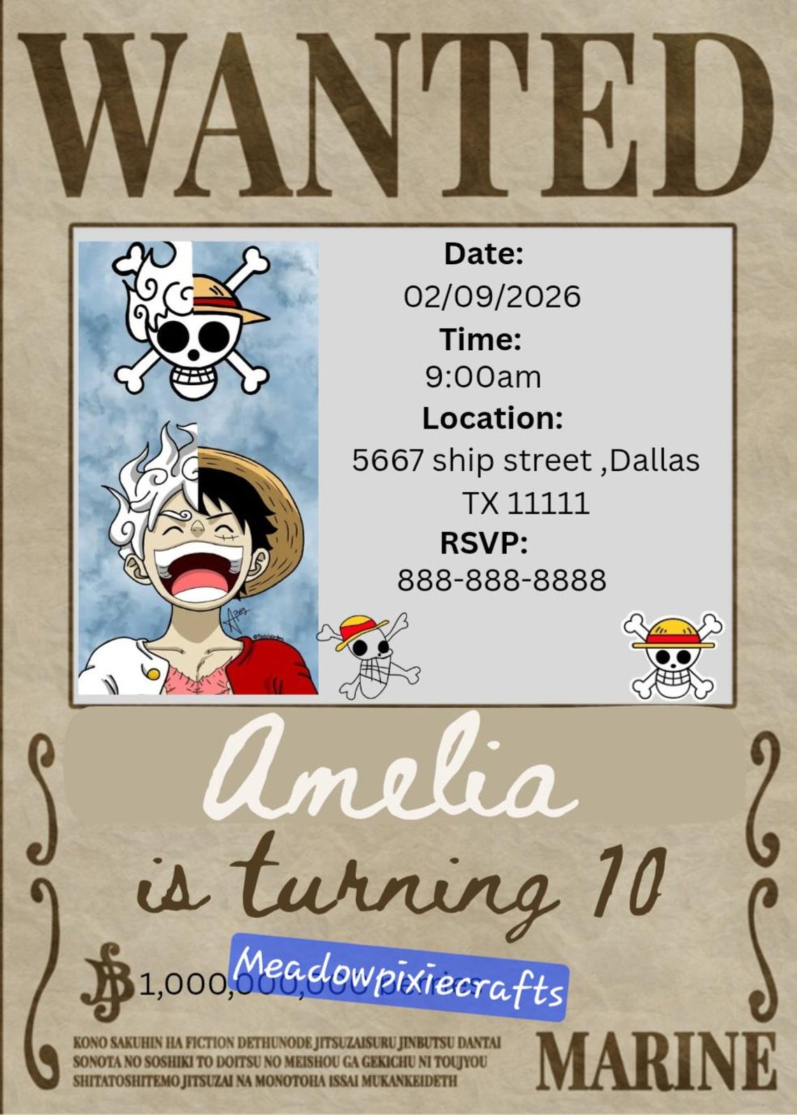 Digital One Piece Birthday Invite: Anime, Pirates Download - Etsy