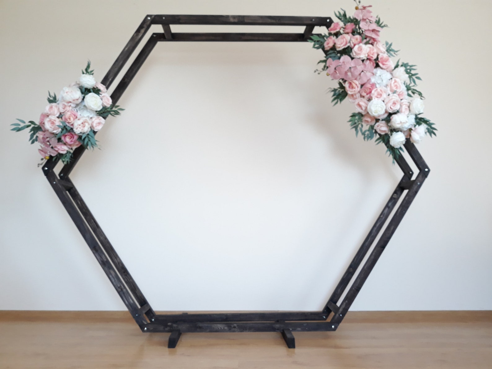 Double Hexagon Wooden Wedding Arch Wedding Decor Natural Etsy