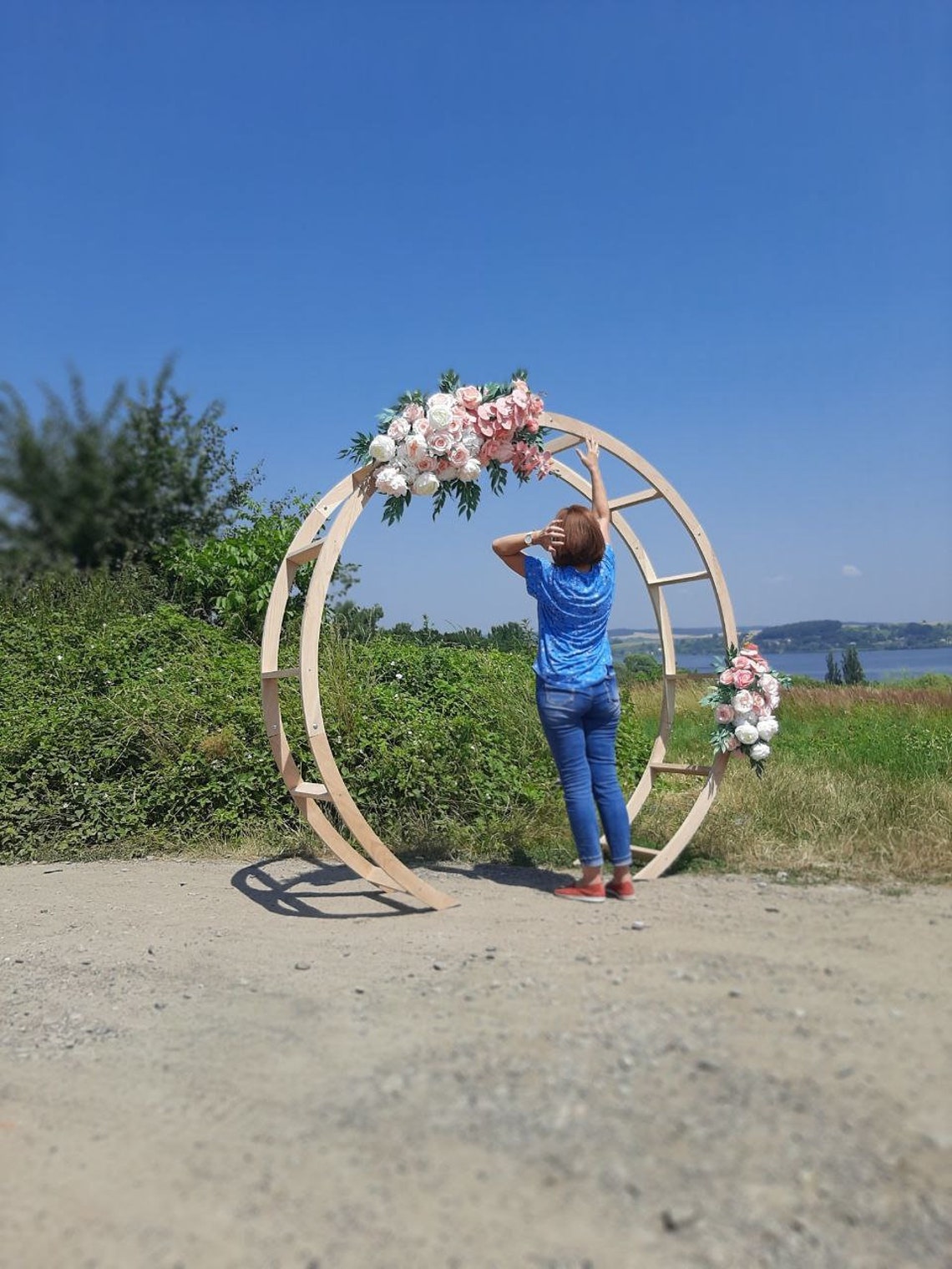 Double Ring Wooden/ Wedding Arch / Wedding Decor Natural | Etsy