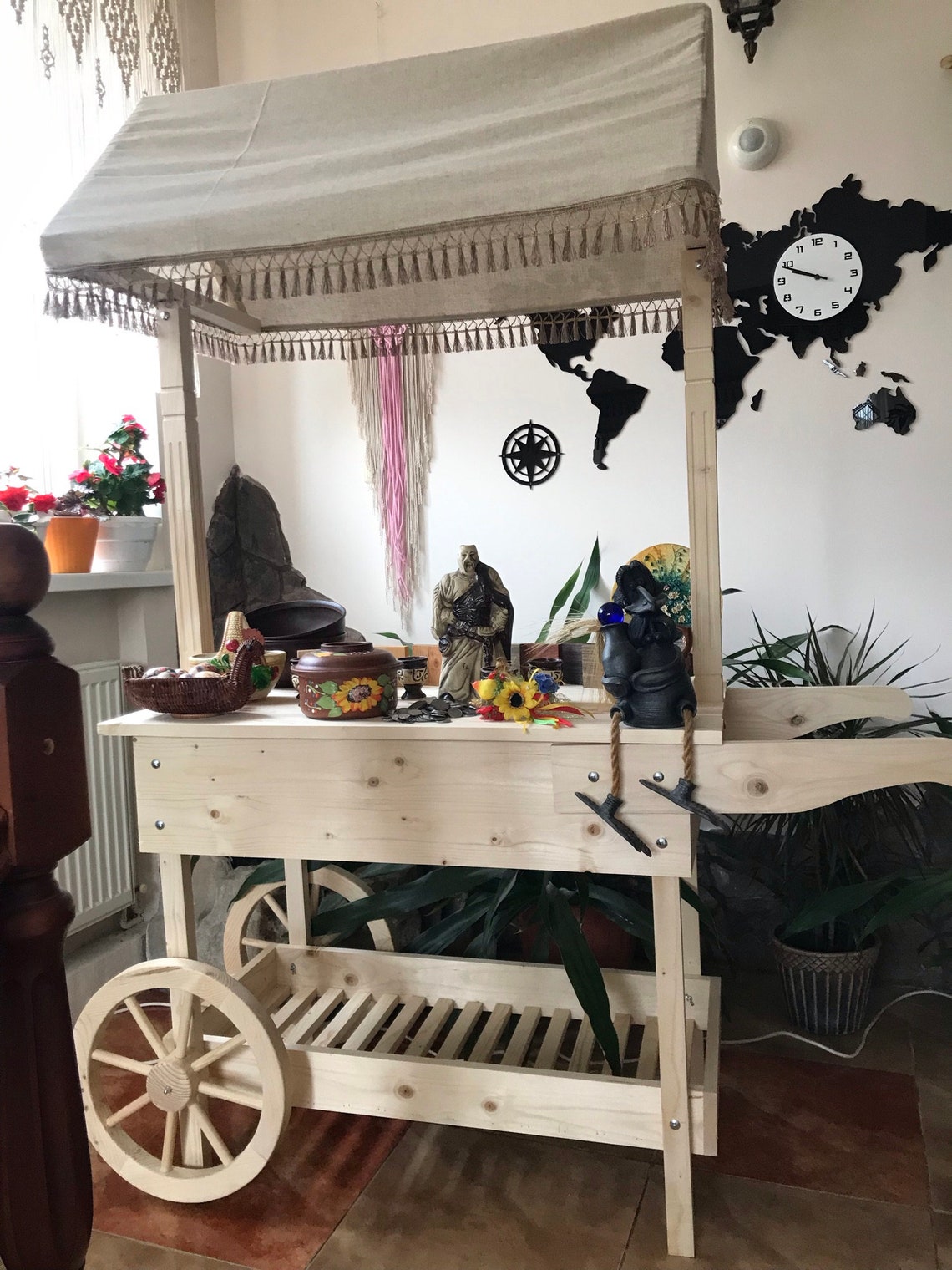 Wooden Large Sweet Cart | Cart With Wheels | Adult Wooden Sweet Cart ...