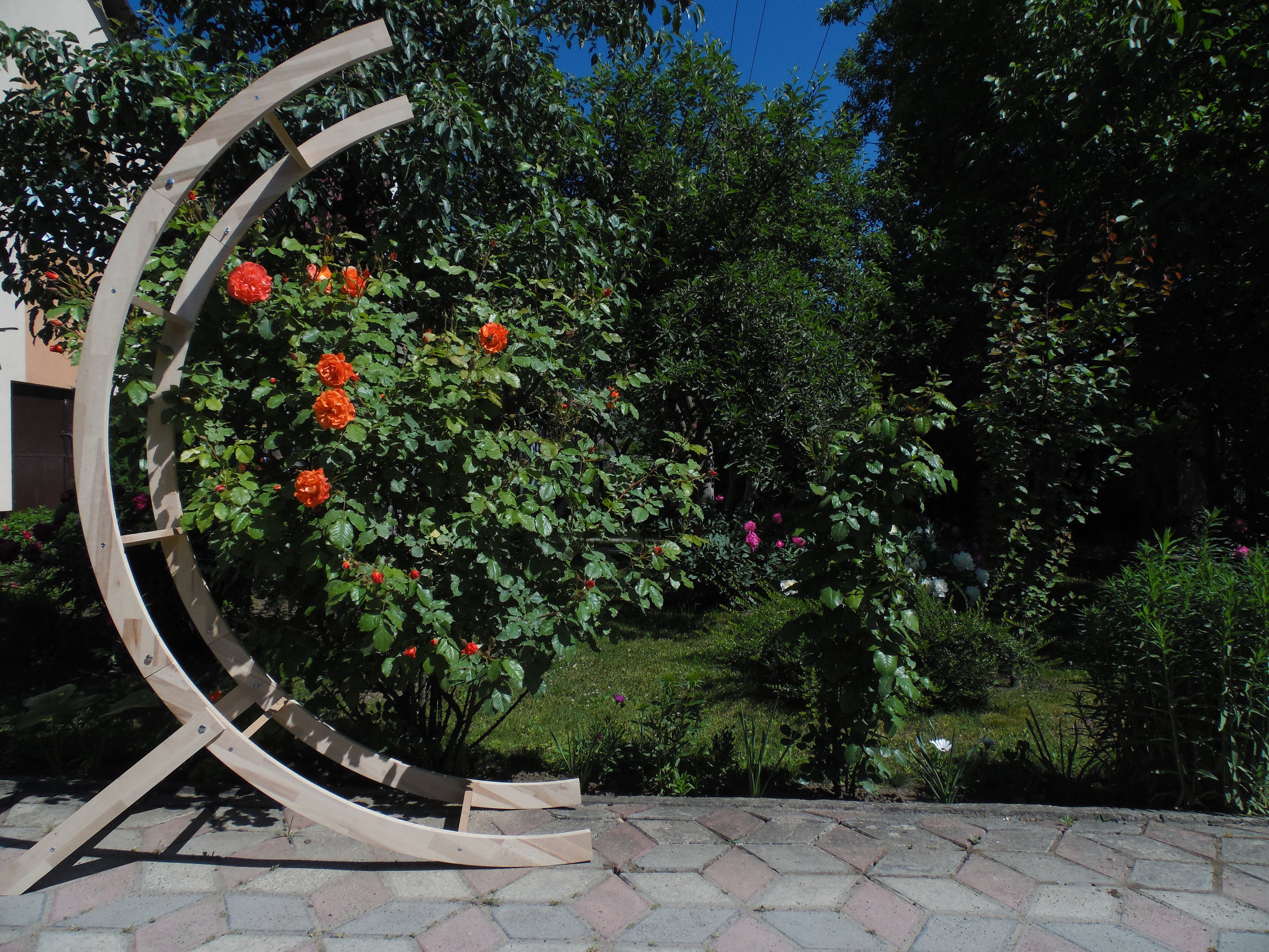 Wooden Double Moon/ Garden Arch/ Wedding Decor Natural Forest/ Wooden ...