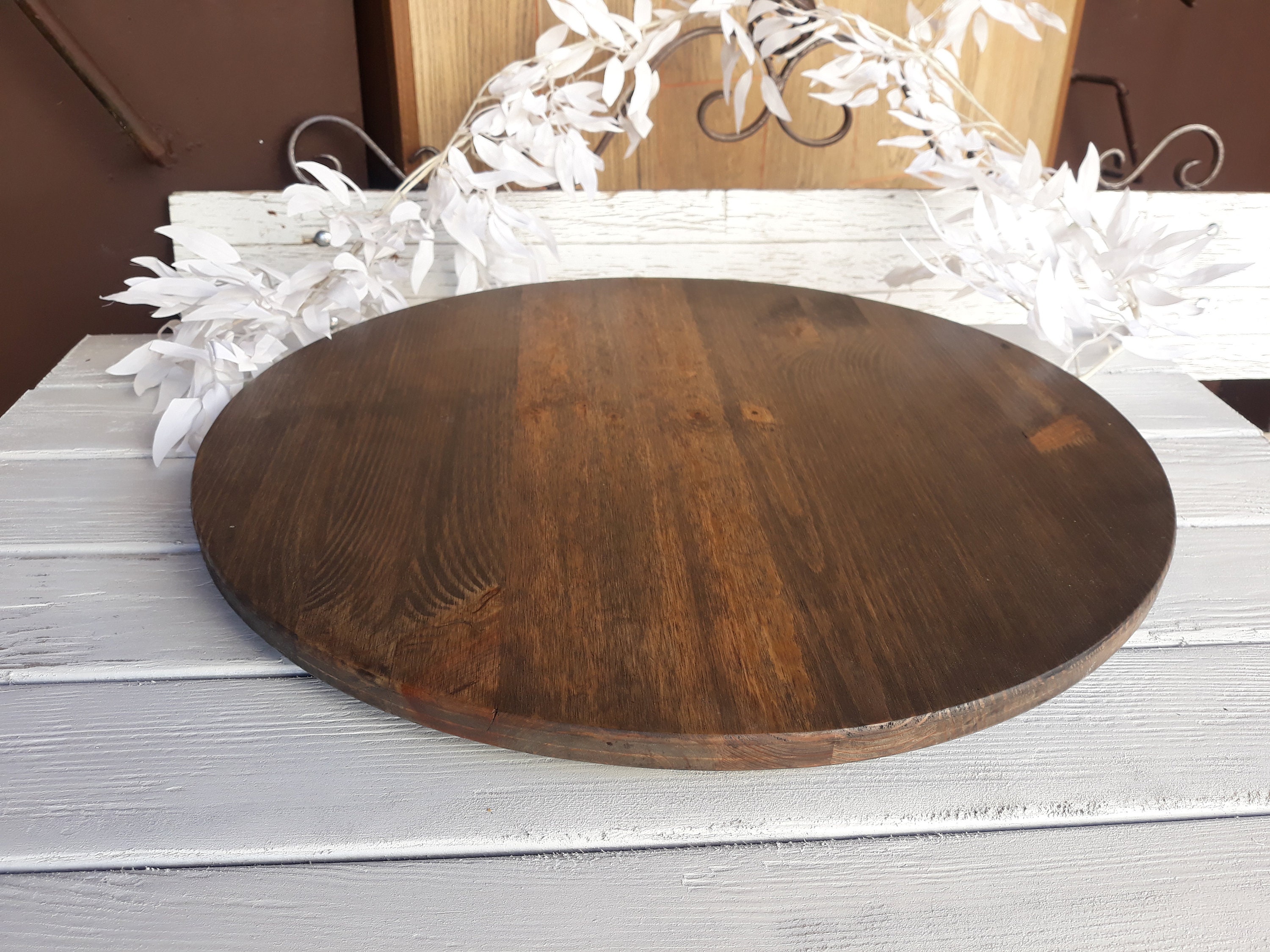 Wooden Circle Cake Stand/ Round Wooden Rotating Cake Stand/ Wedding ...