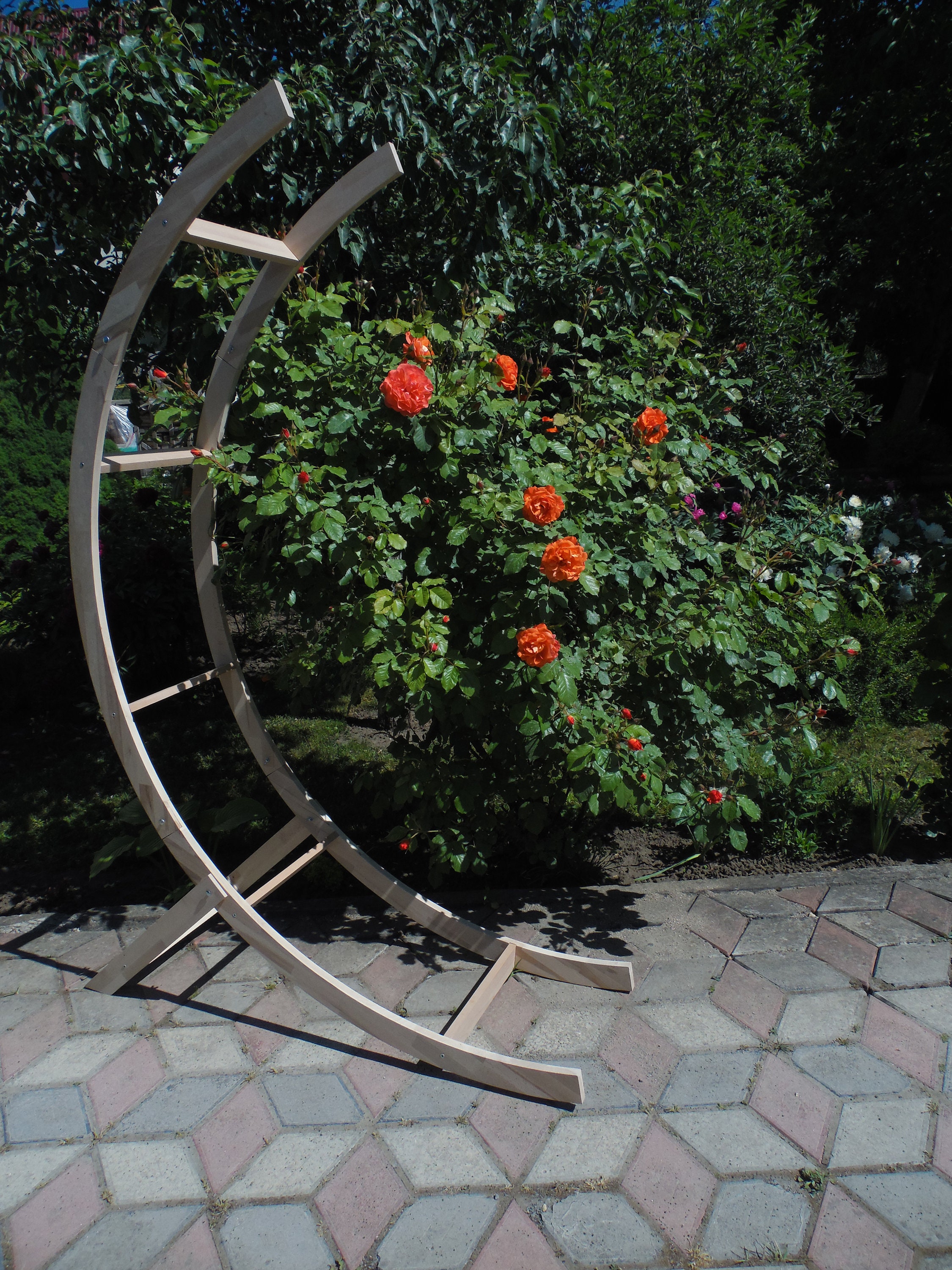 Wooden Double Moon/ Garden Arch/ Wedding Decor Natural Forest/ Wooden ...