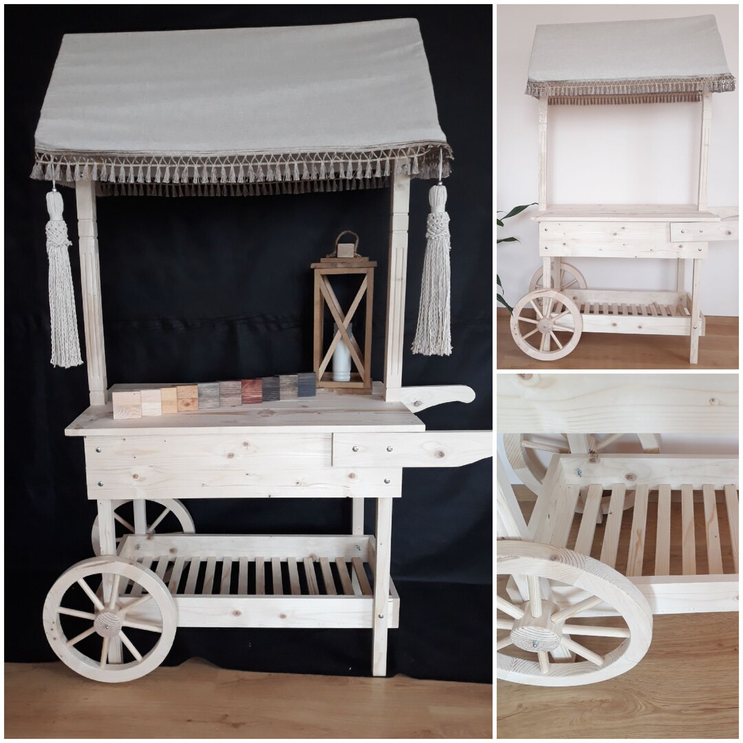 Wooden Large Sweet Cart | Cart With Wheels | Adult Wooden Sweet Cart ...