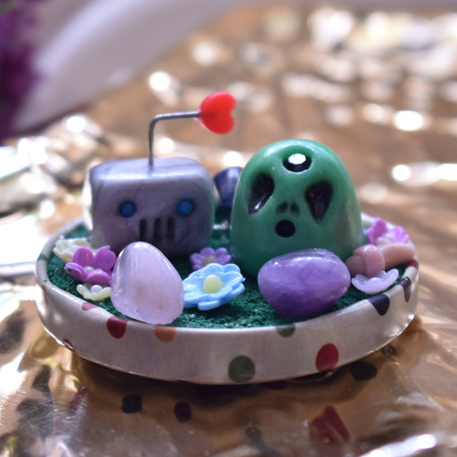 Alien and Robot Jar Lid Art Polymer Clay "altar Companions - Lou Bitsy ...