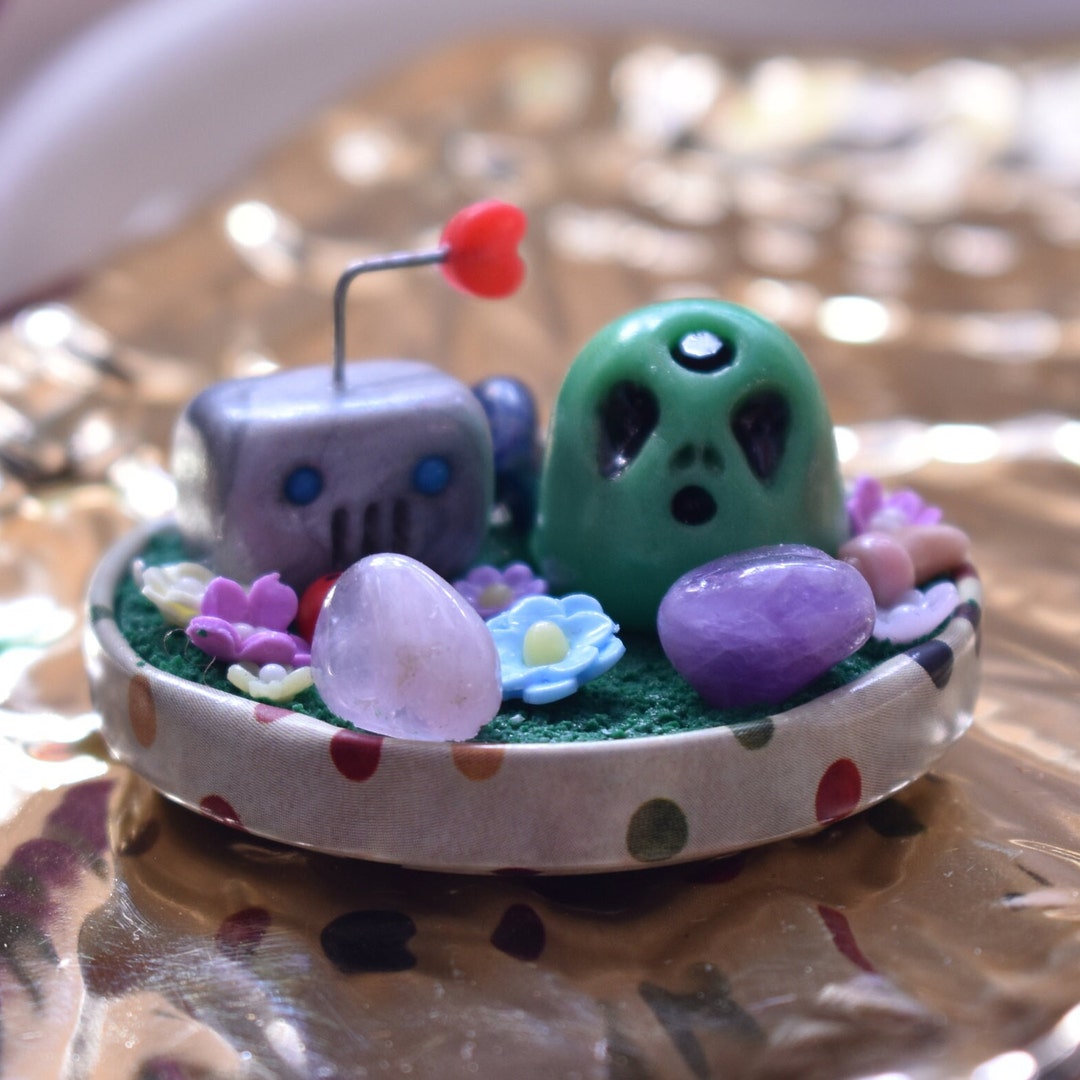 Alien and Robot Jar Lid Art Polymer Clay "altar Companions - Lou Bitsy ...