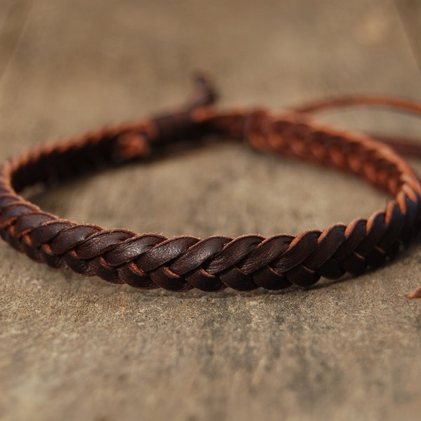Braided Leather Bracelet - Etsy