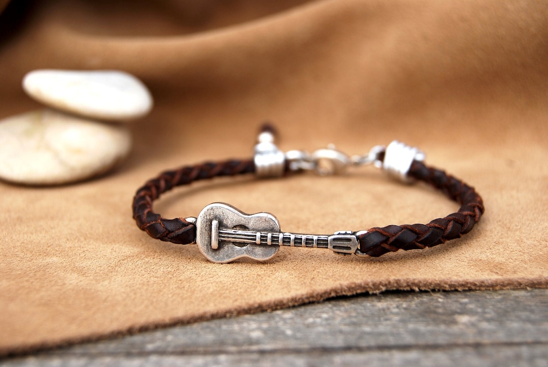 Guitar Leather Bracelet. for Adults and Children. Braided by Hand, With ...
