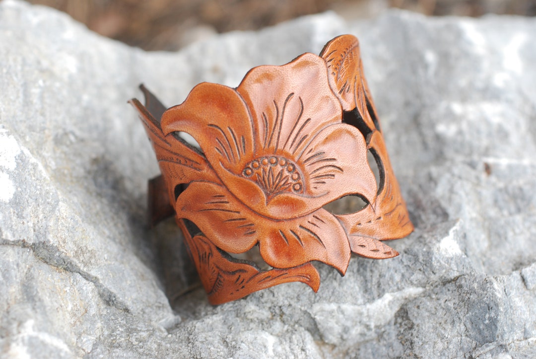 Handmade Leather Bracelet. Top Quality Leather. Embossed, Openwork ...