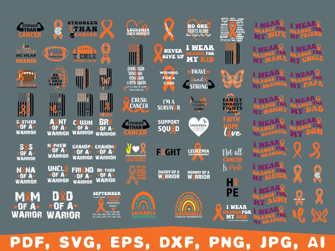 Leukemia Cancer Awareness Svg, Orange Ribbon SVG, Leukemia Cancer Cut ...