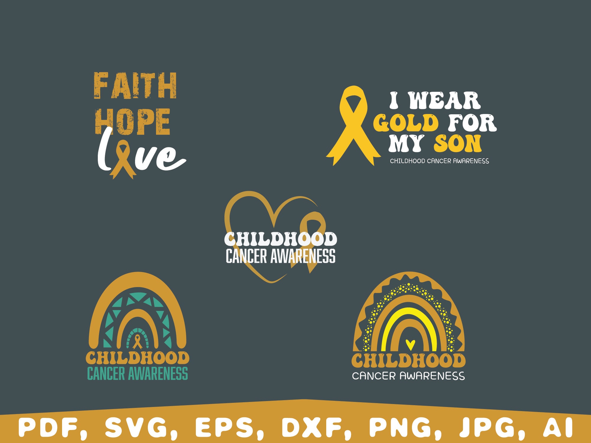 Childhood Cancer Awareness Svg, Gold Ribbon Svg, Childhood Cancer Cut ...