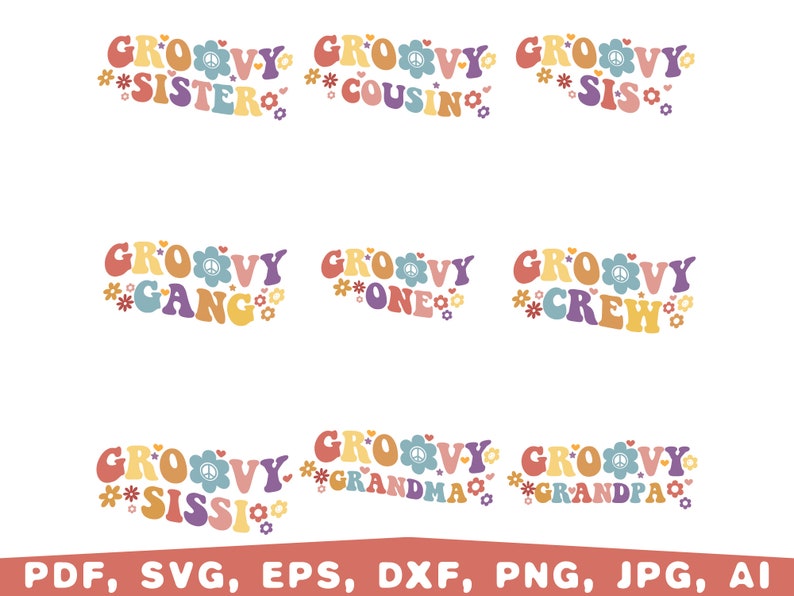 Groovy Family Svg Bundle, Groovy Family Ng, Retro Family Svg, Matching ...