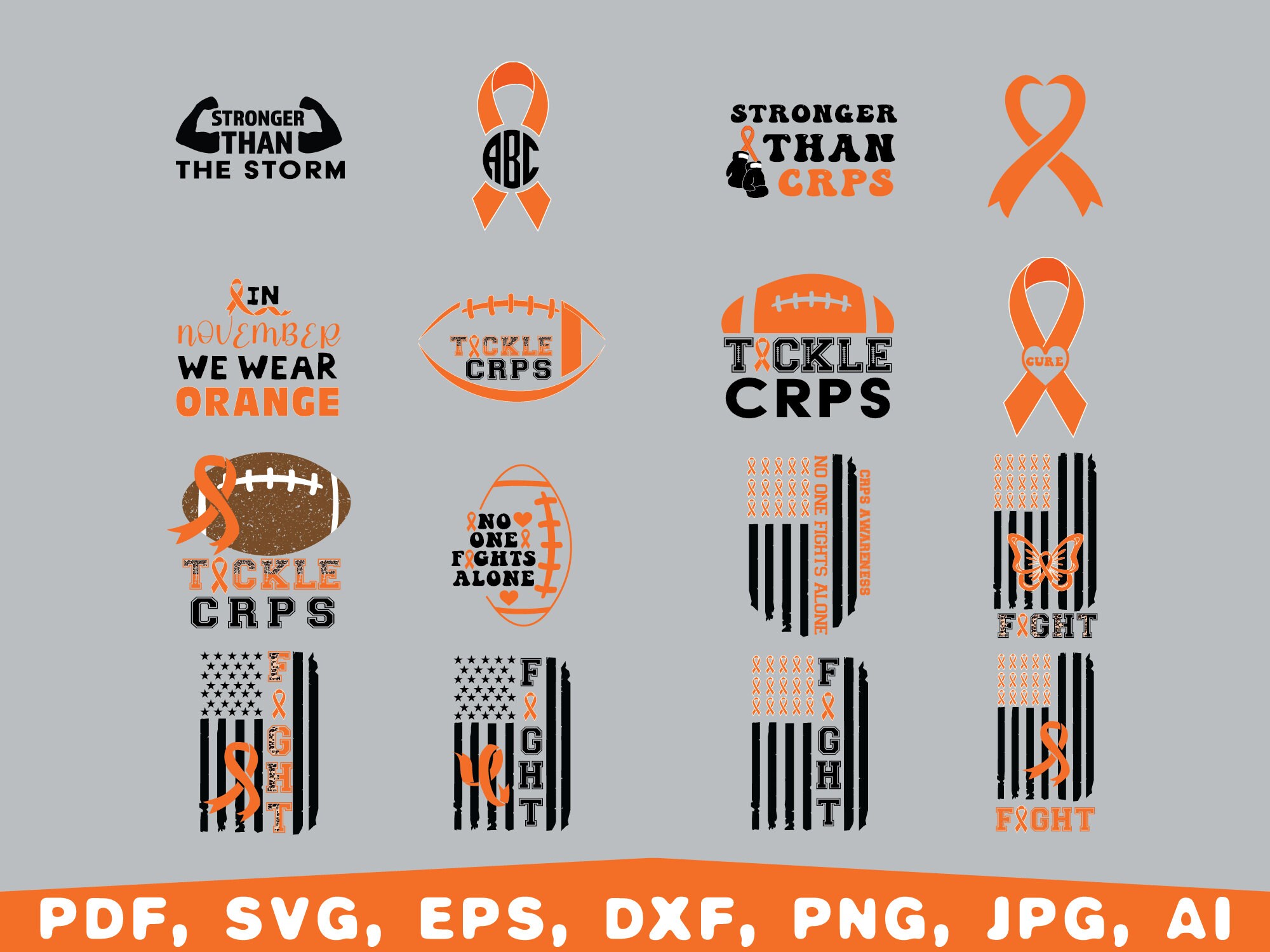 CRPS Awareness Svg, Orange Ribbon SVG, Crps Cut Files, Crps Ribbon SVG ...