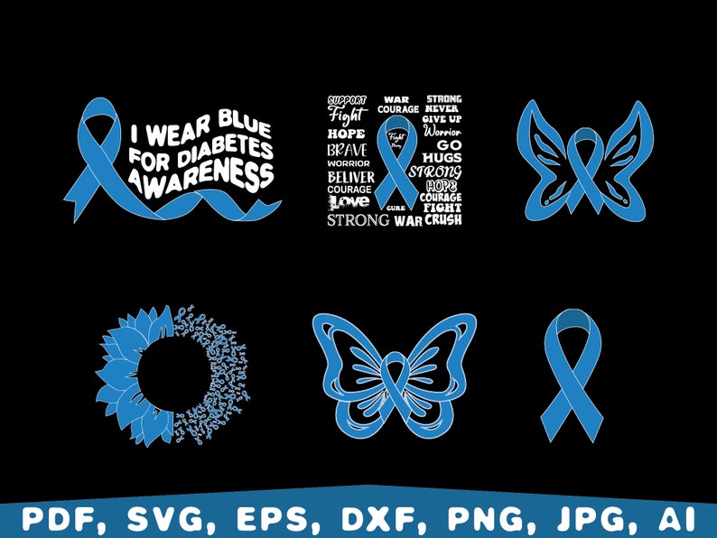 Diabetes Awareness Svg Bundle, Blue Ribbon SVG, in November We Wear ...