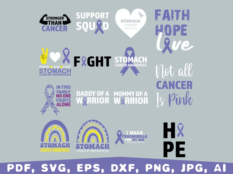 Stomach Cancer Awareness Svg, Periwinkle Ribbon SVG, Stomach Cancer Cut ...
