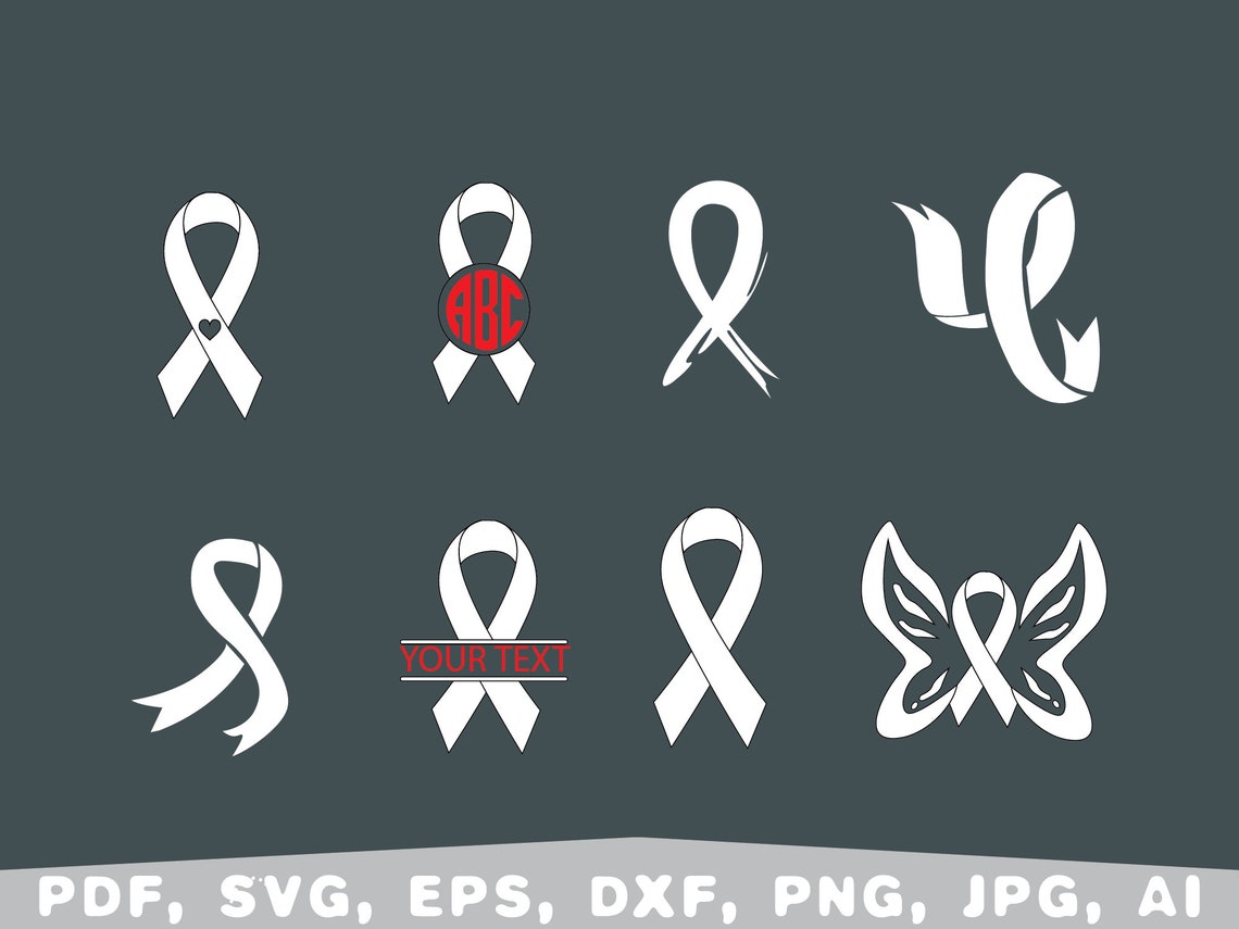 Lung Cancer Awareness Svg, White Ribbon SVG, Lung Cancer Cut Files ...