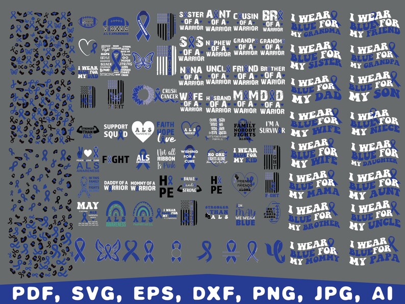 ALS Awareness Svg, Blue Ribbon SVG, Als Cancer Cut Files, Als Ribbon ...