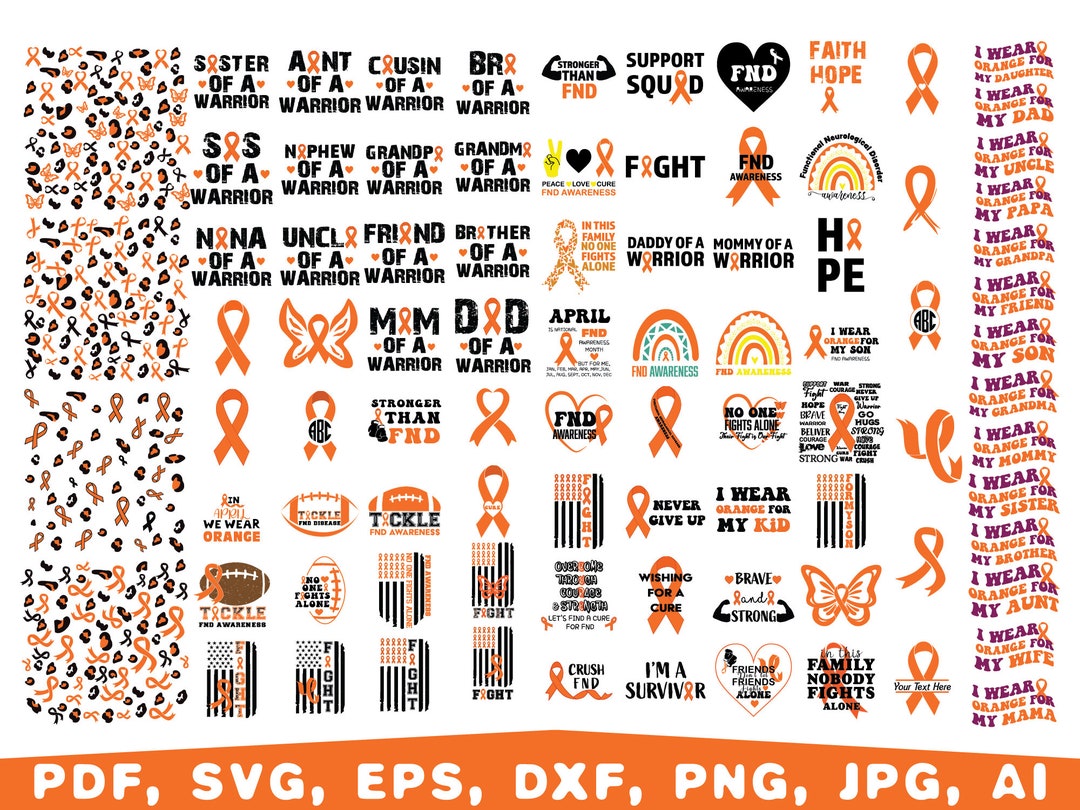 FND Awareness Svg, Functional Neurological Disorder Svg, Orange Ribbon ...