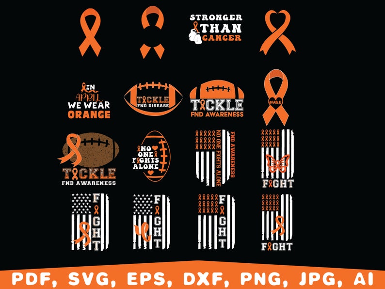 FND Awareness Svg, Functional Neurological Disorder Svg, Orange Ribbon ...