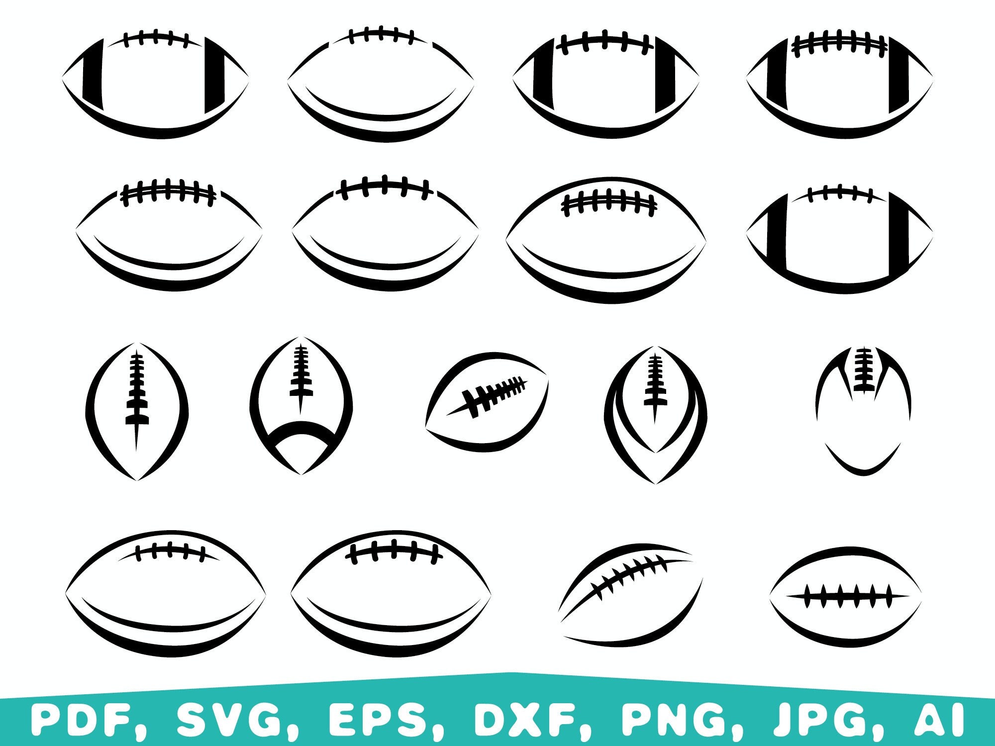 Football Laces Svg Bundle, Football Laces, Football Silhouette Svg ...
