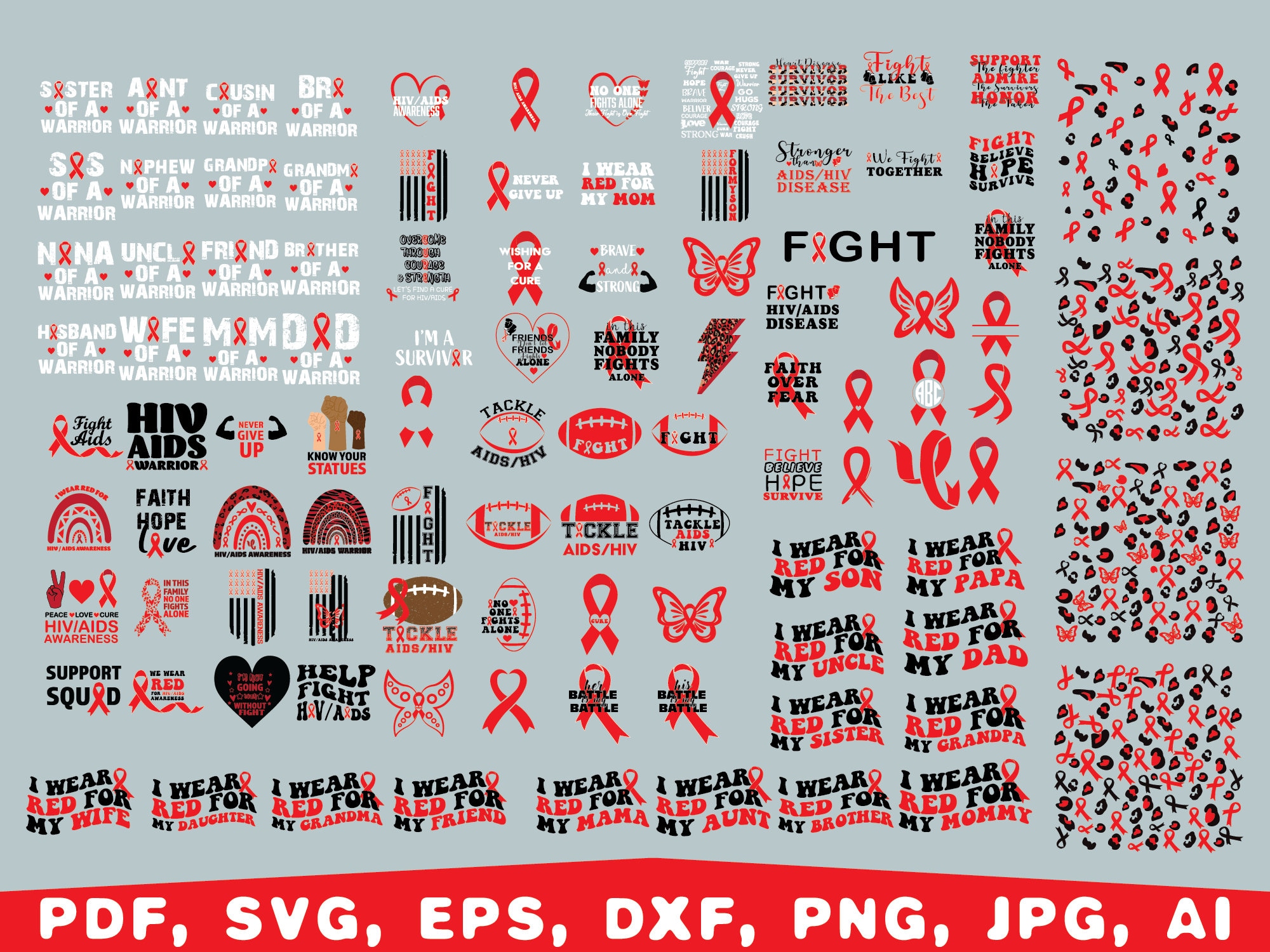 HIV/AIDS Awareness Svg Bundle, Aids Awareness Day Svg, Hiv Awareness ...