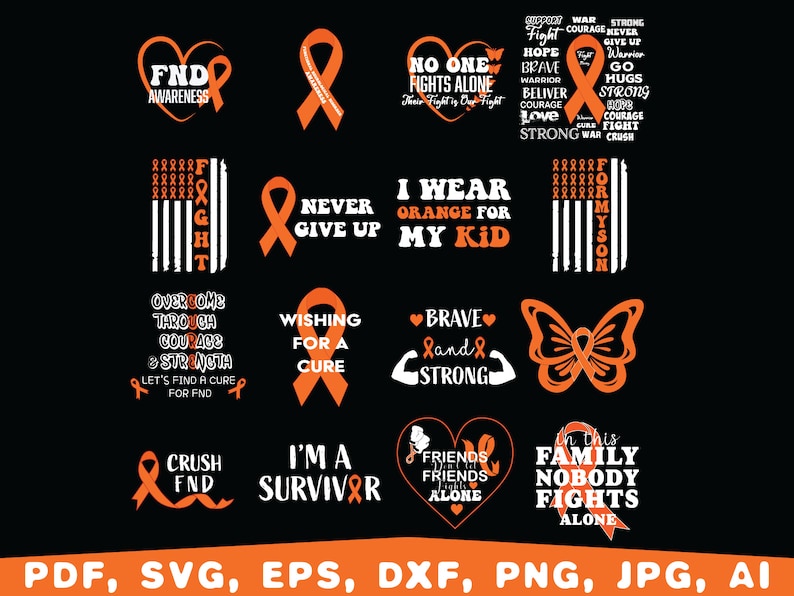 FND Awareness Svg, Functional Neurological Disorder Svg, Orange Ribbon ...