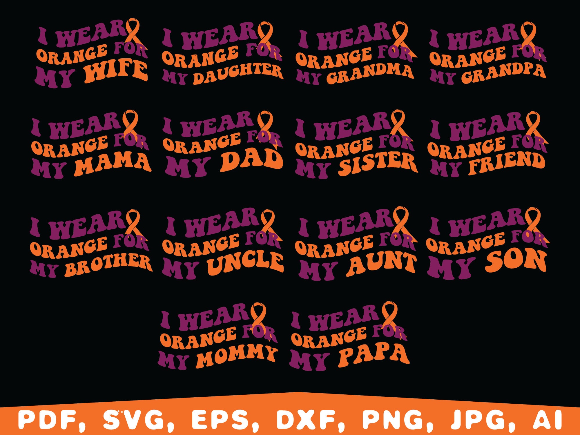 FND Awareness Svg, Functional Neurological Disorder Svg, Orange Ribbon ...