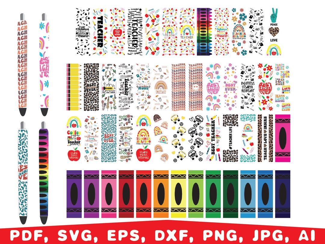 51 Teacher Pen Wrap Svg Bundle, Teacher Pen Wraps SVG, Pen Wrap Bundle ...