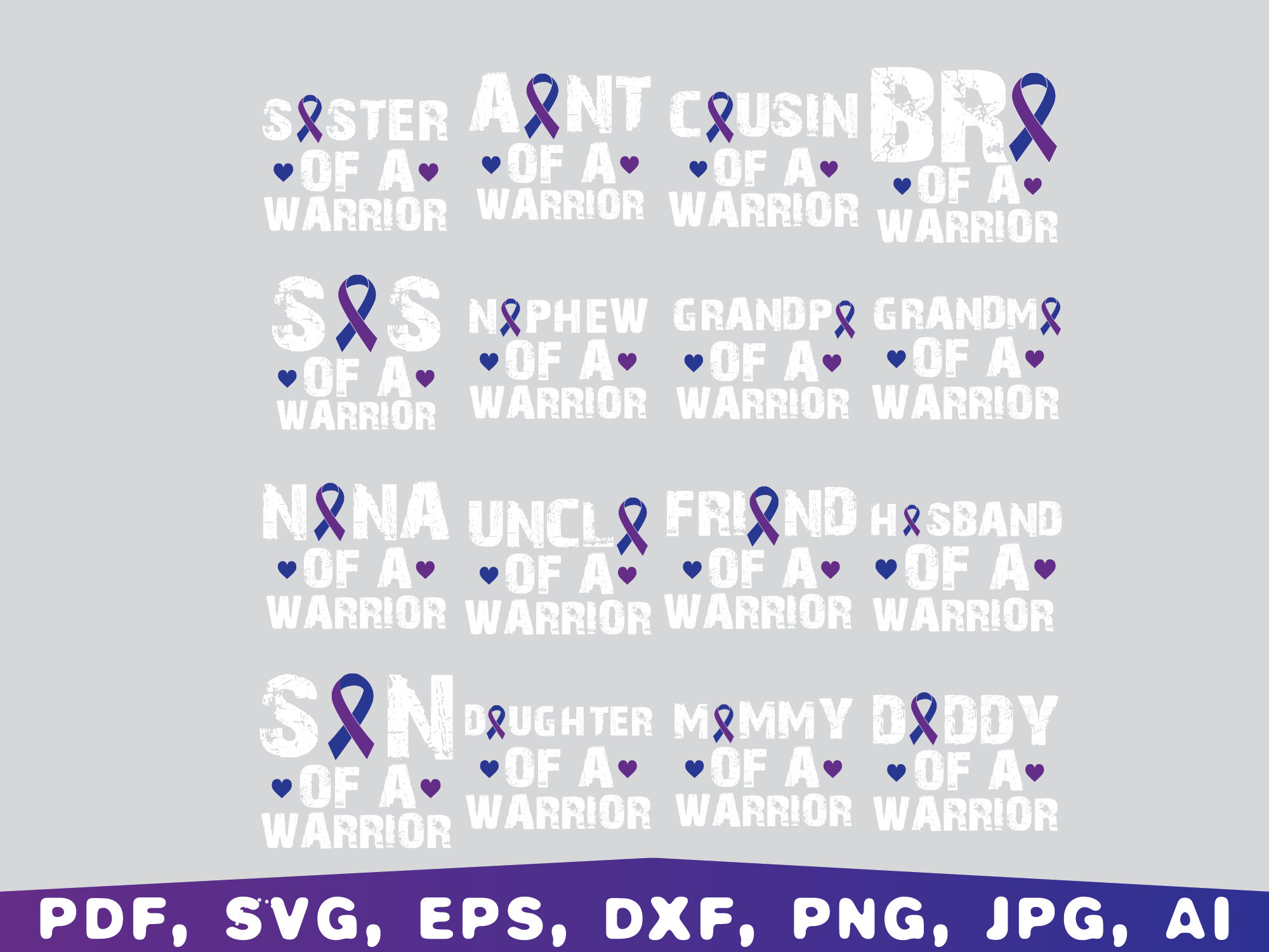 Rheumatoid Arthritis, Blue and Purple Ribbon Svg, in May We Wear Blue ...