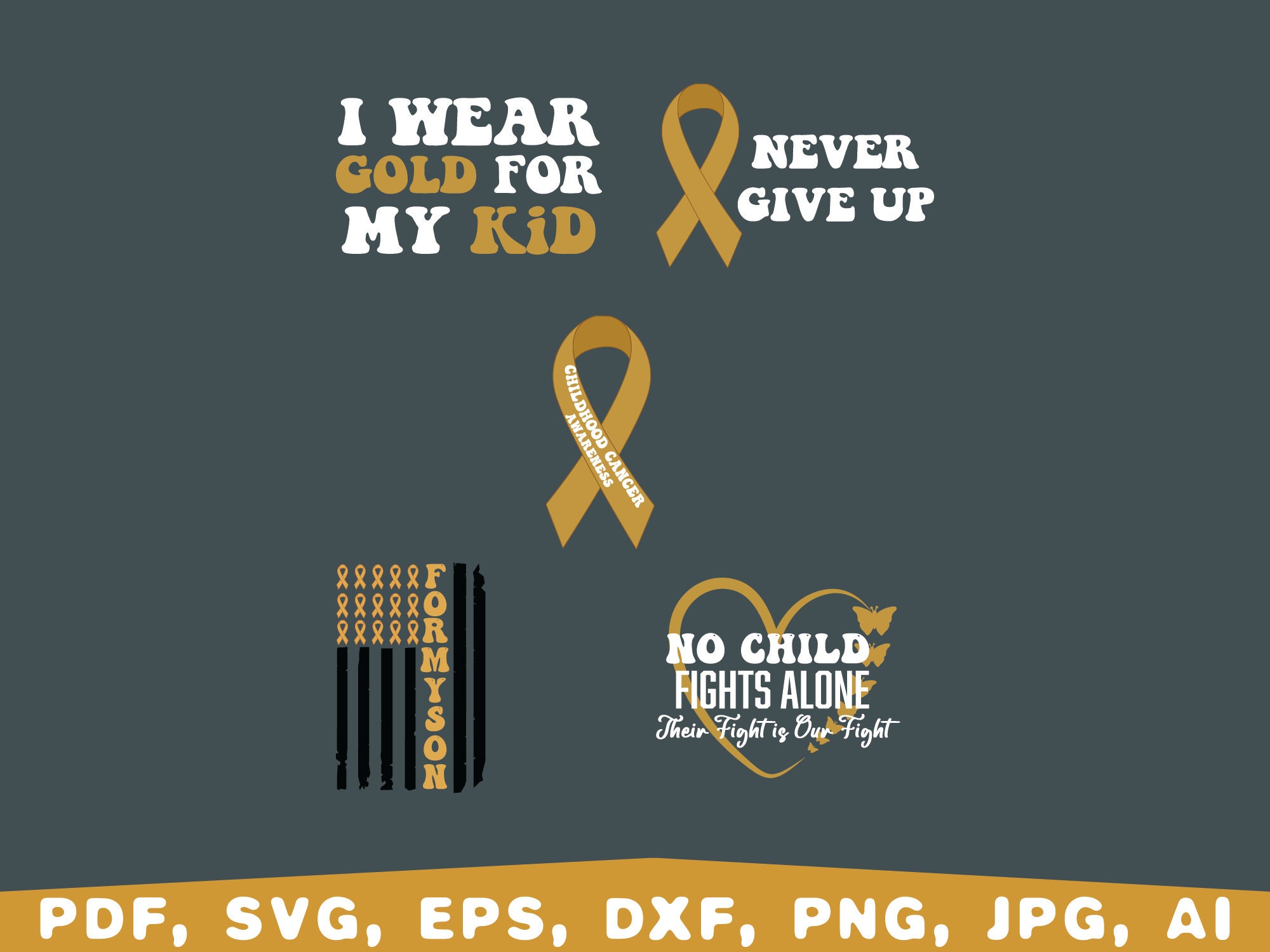 Childhood Cancer Awareness Svg, Gold Ribbon Svg, Childhood Cancer Cut ...