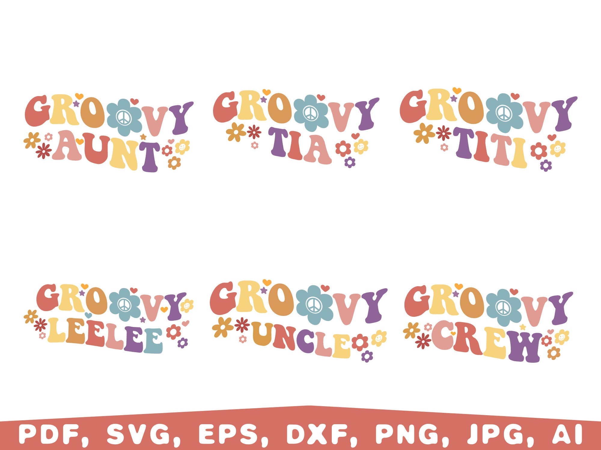 Groovy Family Svg Bundle, Groovy Family Ng, Retro Family Svg, Matching ...