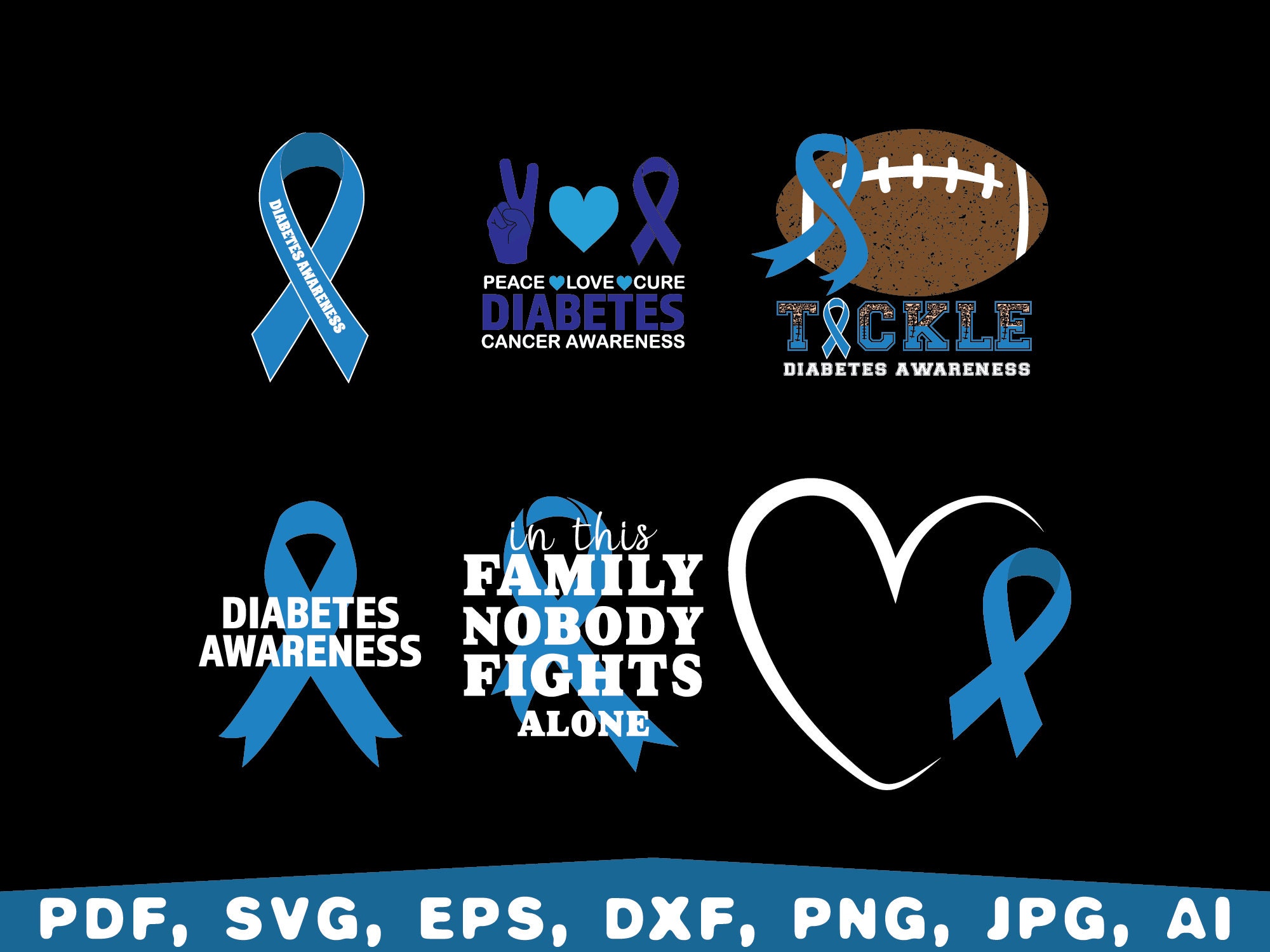 Diabetes Awareness Svg Bundle, Blue Ribbon SVG, in November We Wear ...