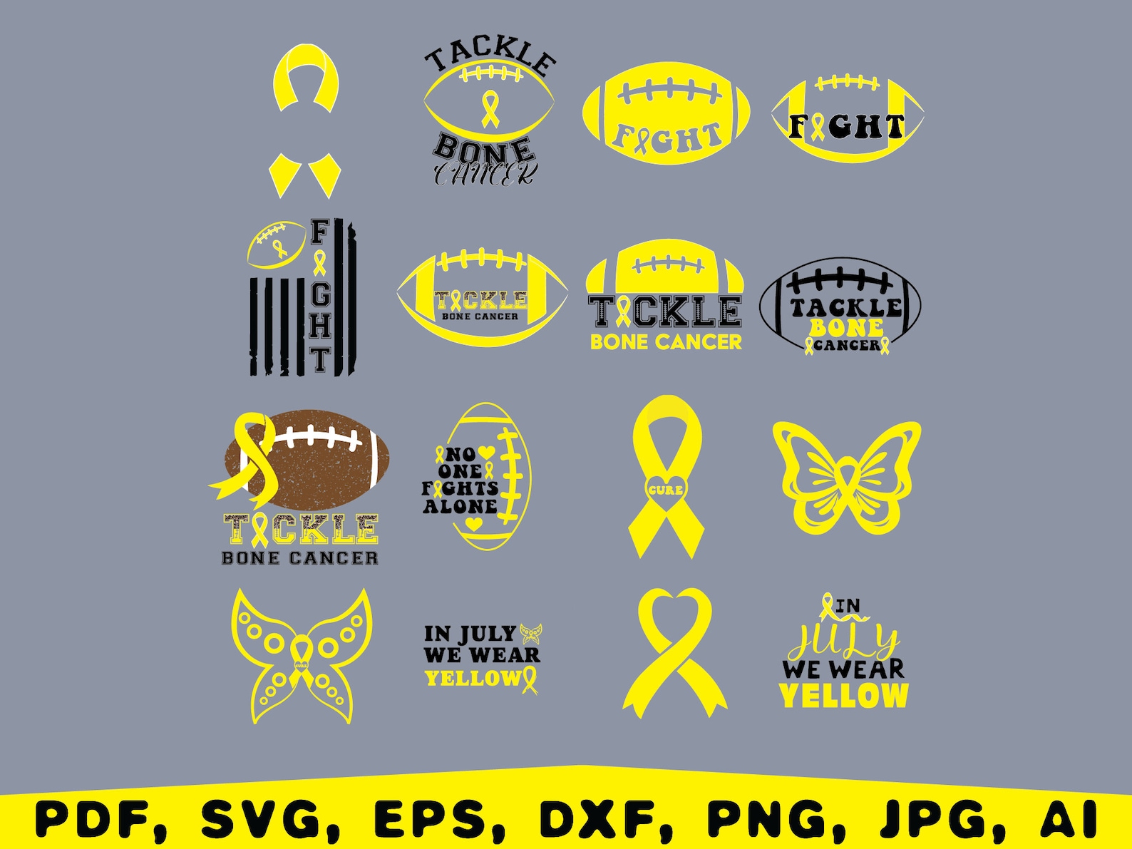 Bone Awareness Svg, Yellow Ribbon SVG, Liver Cancer Cut Files, Bone ...