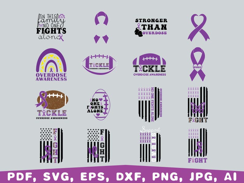 Overdose Awareness Svg, Purple Ribbon SVG, Overdose Cut Files ...