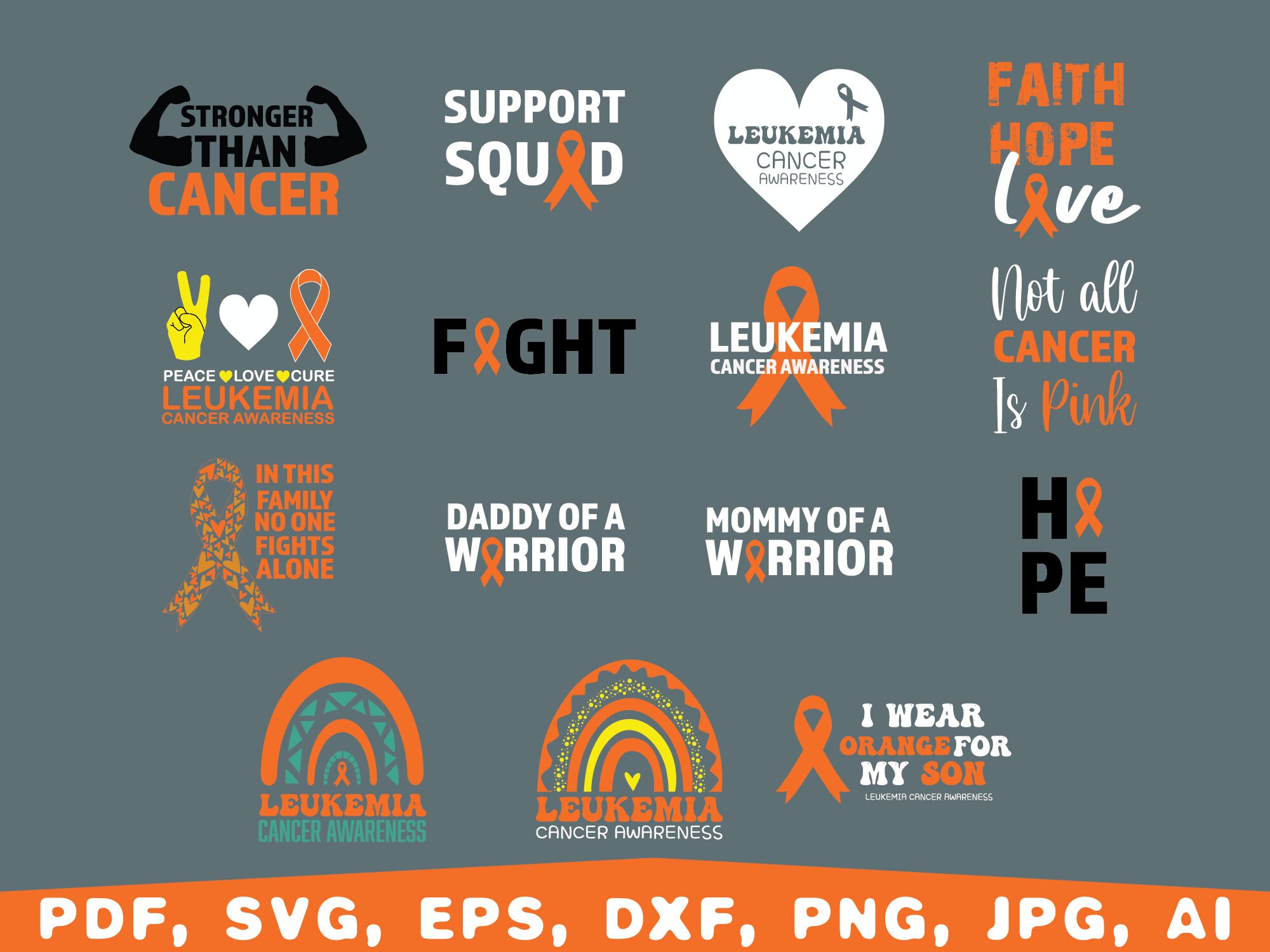 Leukemia Cancer Awareness Svg, Orange Ribbon SVG, Leukemia Cancer Cut ...