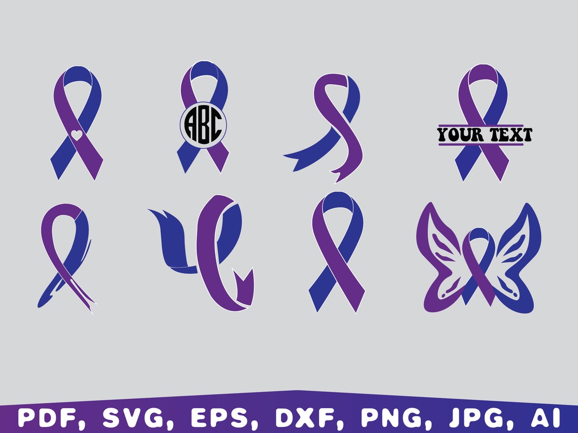 Rheumatoid Arthritis, Blue and Purple Ribbon Svg, in May We Wear Blue ...