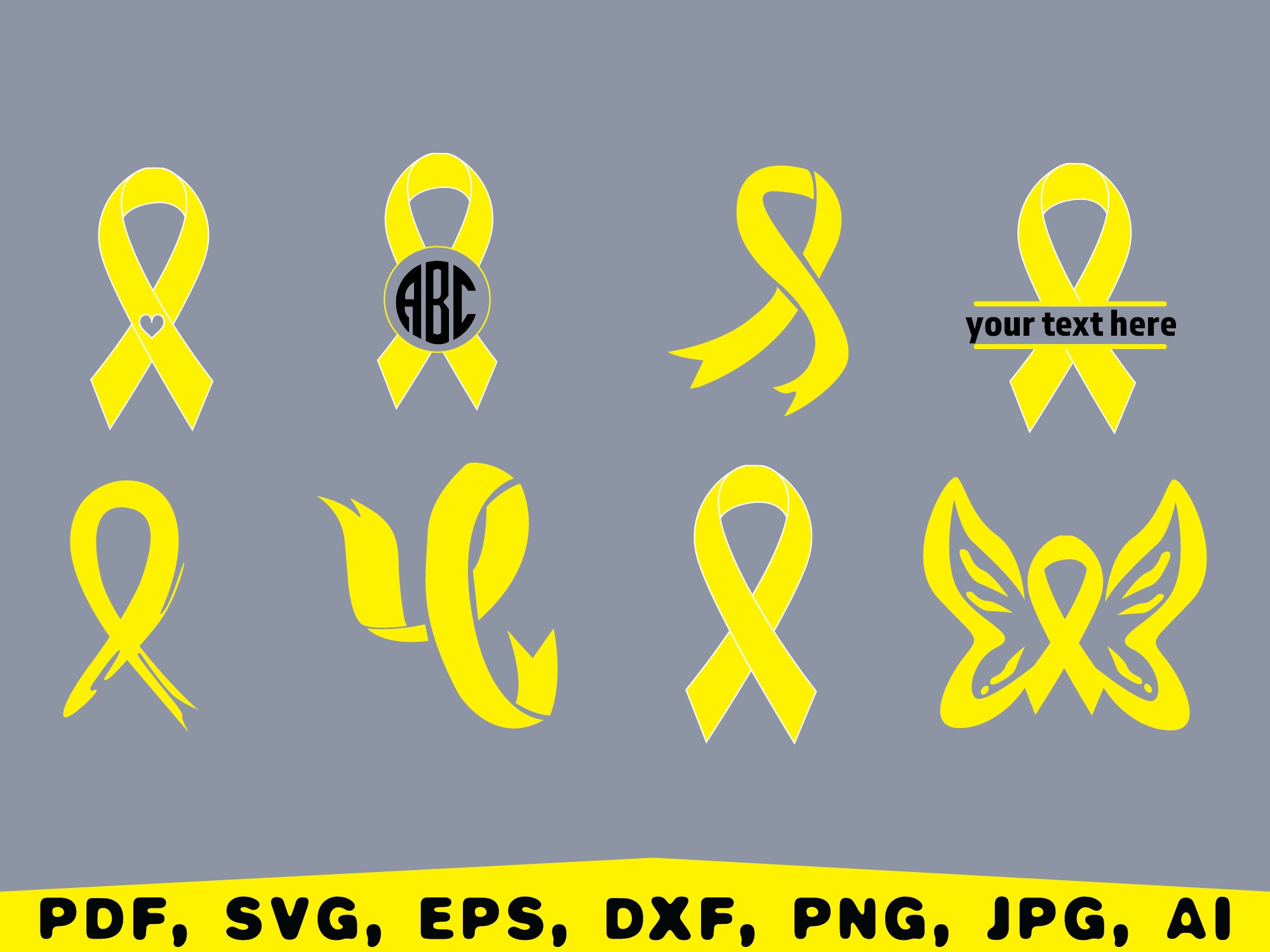 Bone Awareness Svg, Yellow Ribbon SVG, Liver Cancer Cut Files, Bone ...