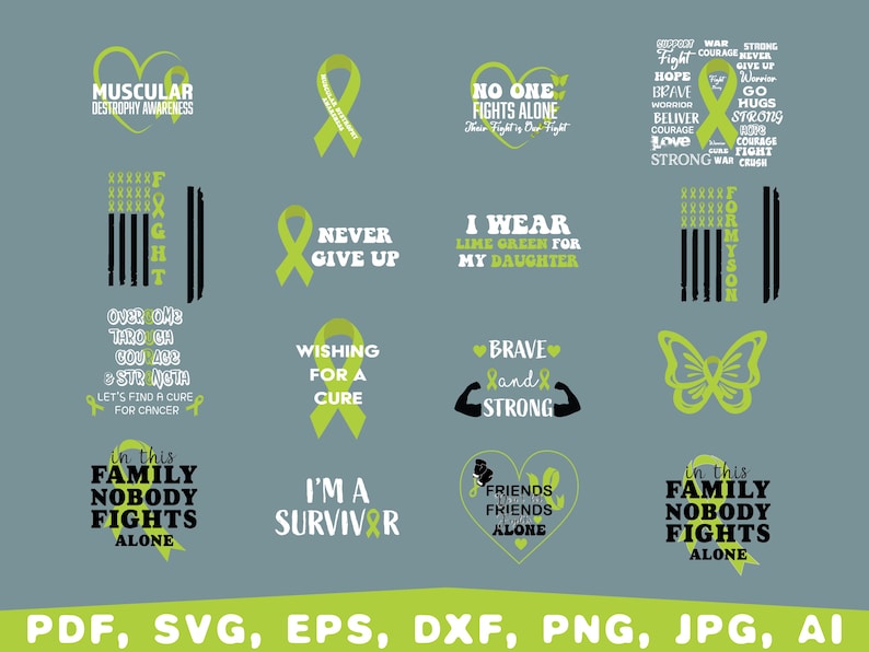 Muscular Dystrophy Awareness Svg, Lime Green Ribbon Svg, Muscular ...