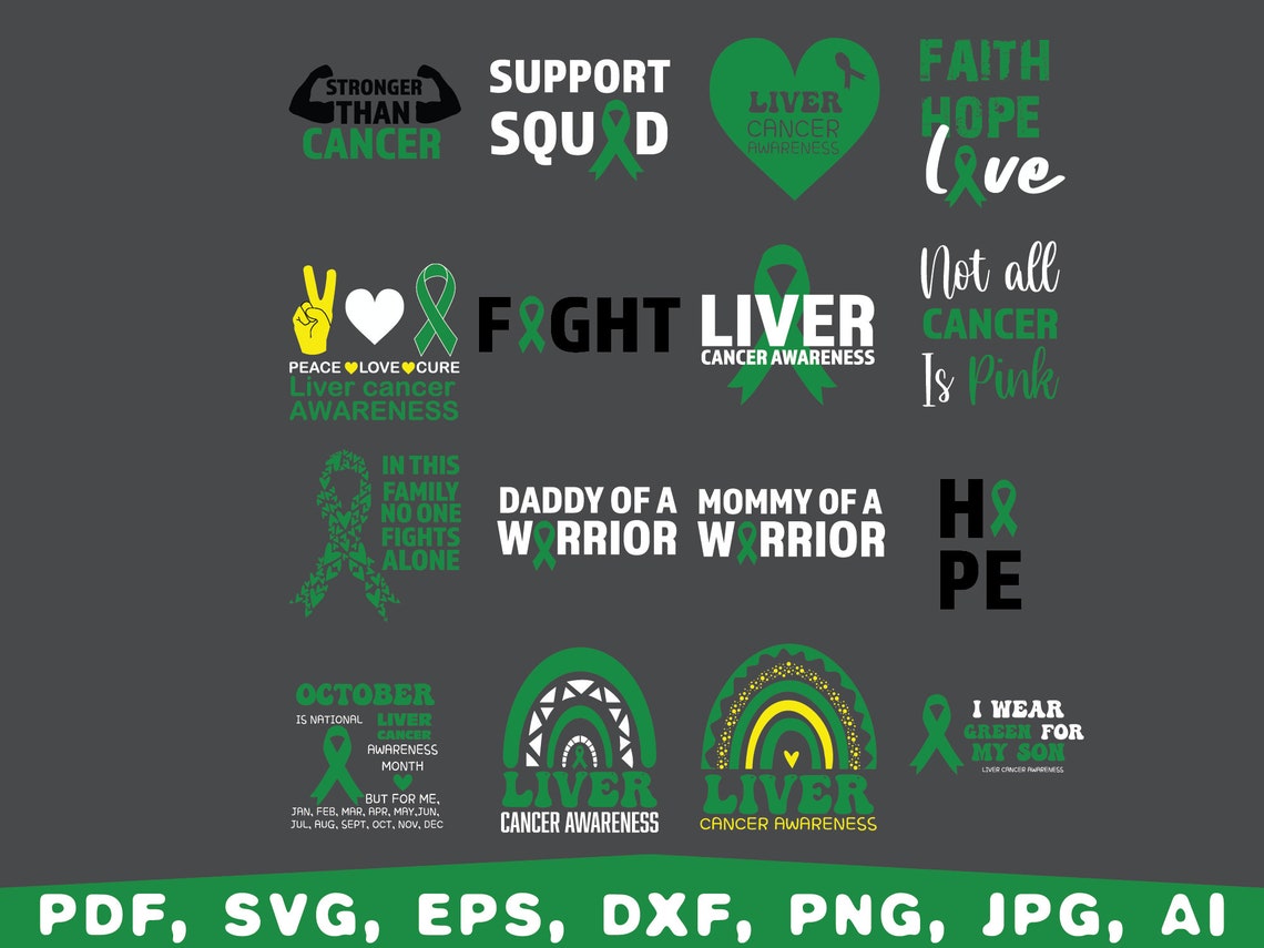 Liver Cancer Awareness Svg, Green Ribbon SVG, Liver Cancer Cut Files ...