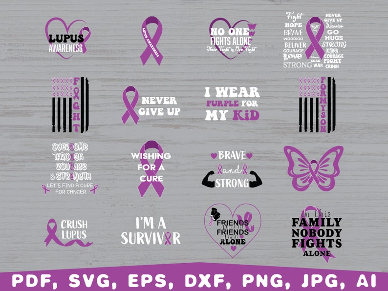 Lupus Awareness Svg, Purple Ribbon Svg, Lupus Ribbon Svg, Peace Love ...