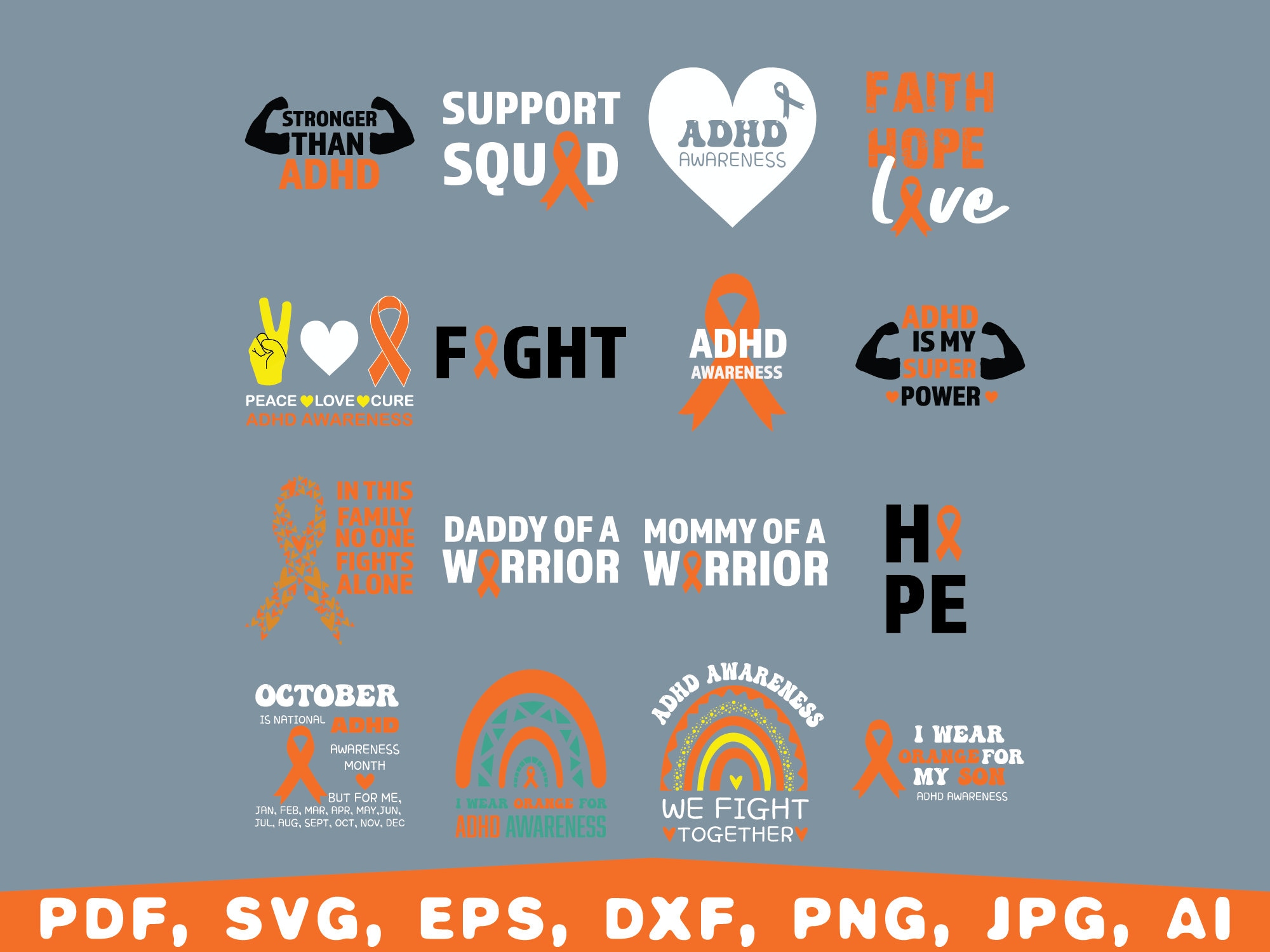 Adhd Svg Adhd Awareness Svg Adhd Quotes Svg I Wear Orange - Etsy