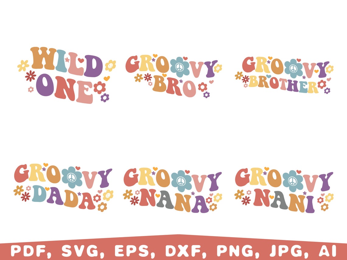 Groovy Family Svg Bundle, Groovy Family Ng, Retro Family Svg, Matching ...