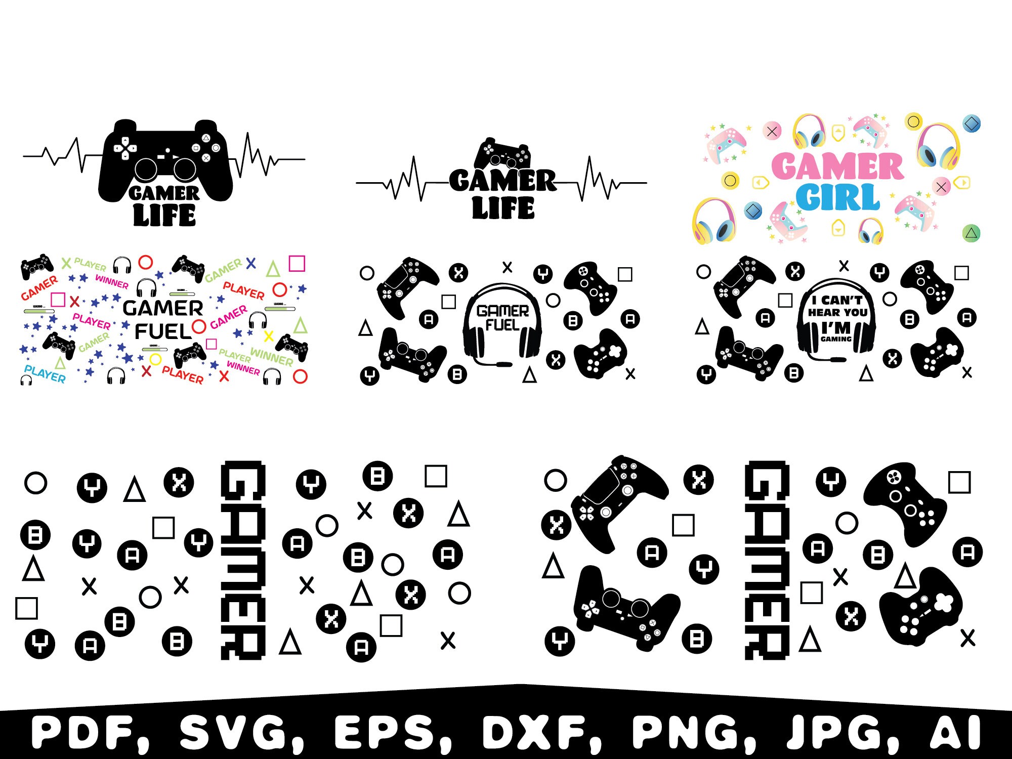 Gamer Fuel Can Glass Wrap SVG, Gamer Glass Wrap Svg, 16oz Gaming Libbey ...