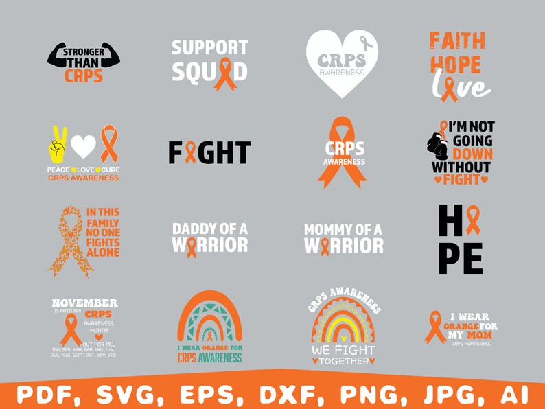 CRPS Awareness Svg, Orange Ribbon SVG, Crps Cut Files, Crps Ribbon SVG ...