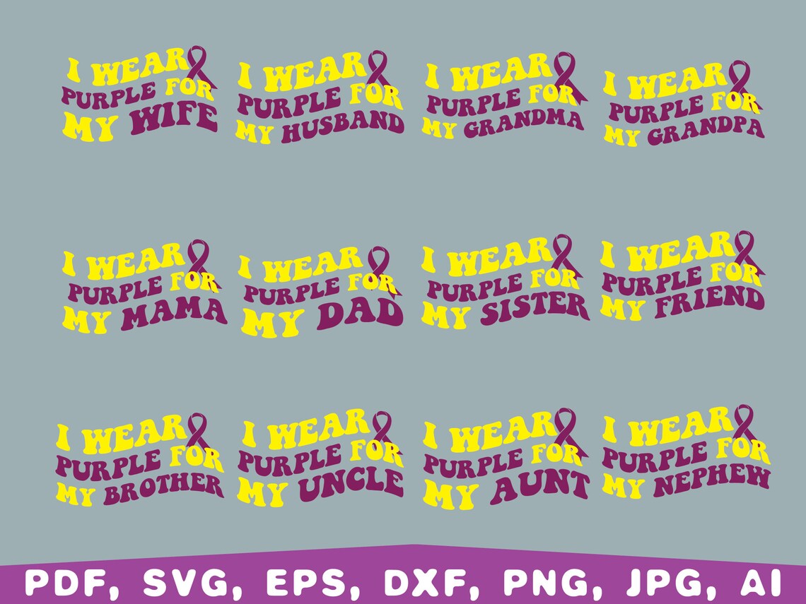 Alzheimer's Awareness SVG Bundle, Purple Ribbon Svg, Alzheimer's ...