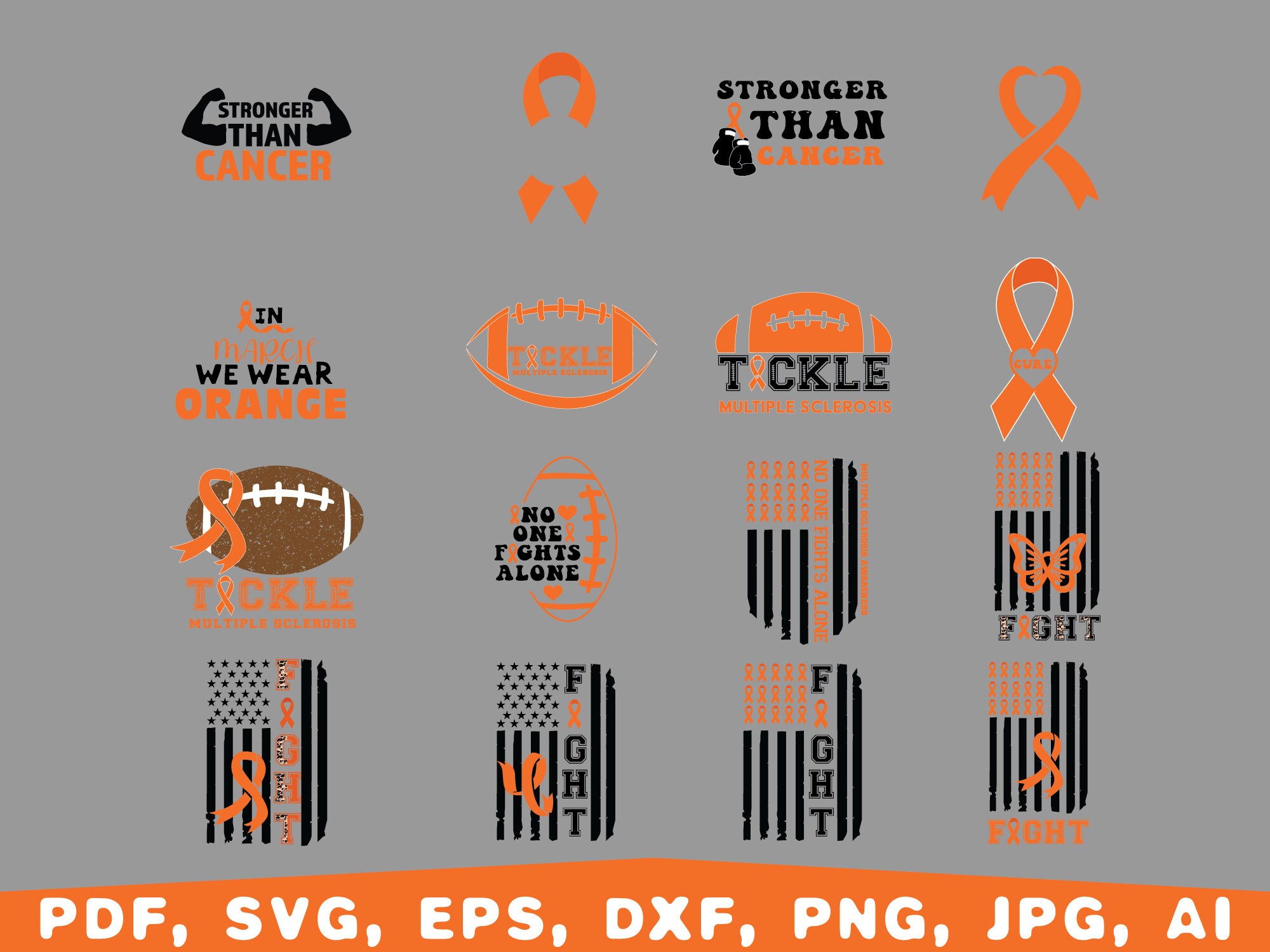Multiple Sclerosis Awareness Svg, Orange Ribbon Svg, Multiple Sclerosis ...